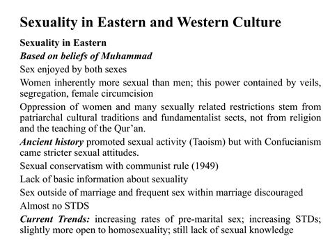 Sexuality In Western And Easrtern Culture PPTX Sexual Conditions Sexual Health