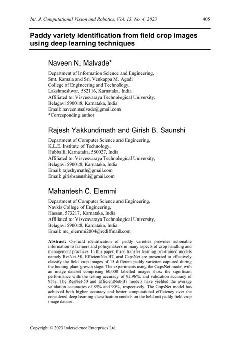pdf paddy variety identification from field crop images using deep
