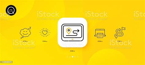 Gps Heart And Sleep 최소 라인 아이콘 웹 응용 프로그램의 경우 인쇄 벡터 가득 찬에 대한 스톡 벡터 아트 및