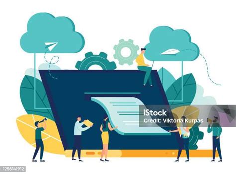 벡터 평면 일러스트 뱅킹 전자 모바일 결제 지불 통지 화면에서 나오는 체크가있는 대형 노트북 신문에 대한 스톡 벡터 아트 및 기타 이미지 Istock