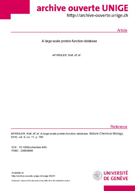 Pdf A Large Scale Protein Function Database