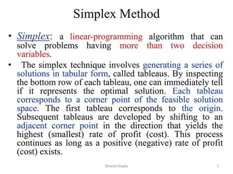 simplex method flowchart algorithm