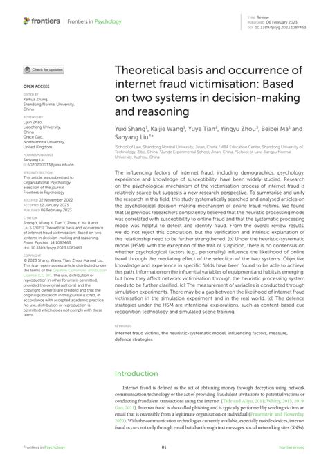 Pdf Theoretical Basis And Occurrence Of Internet Fraud Victimisation Based On Two Systems In