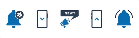 A Set Of 5 Business Icons As Notification Settings Swipe Down New