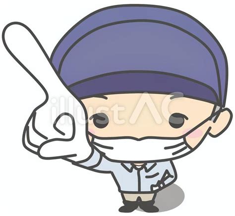 指差呼称する農家の男性 マスク着用イラスト No 2646086／無料イラストフリー素材なら「イラストac」