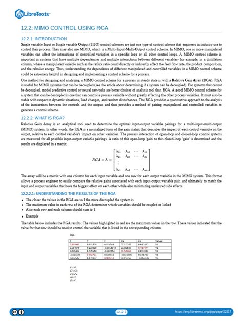 1202 Mimo Control Using Rga Pdf Matrix Mathematics Mathematical Analysis