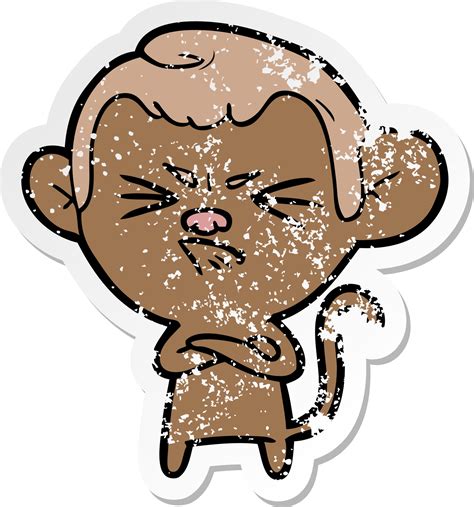 Autocollant En Détresse Dun Singe En Colère De Dessin Animé 10744039