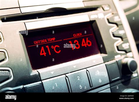Summer Hot Temperatures High Temperature On Car Dashboard Display