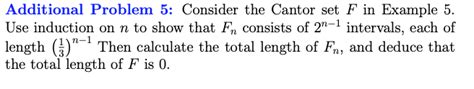 Solved Additional Problem 5 Consider The Cantor Set F In