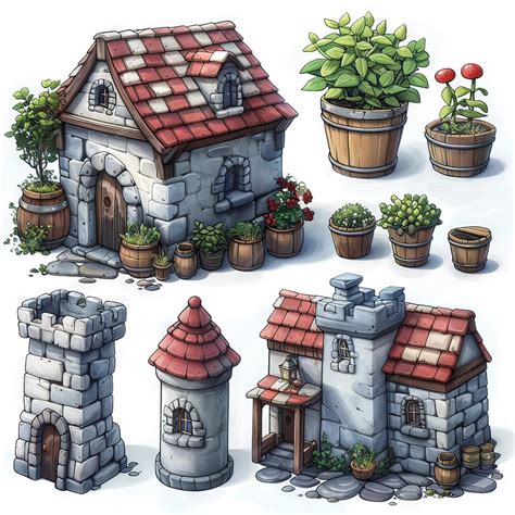 Diverse Set Of 2d Platformer Assets Premium Ai Generated Image