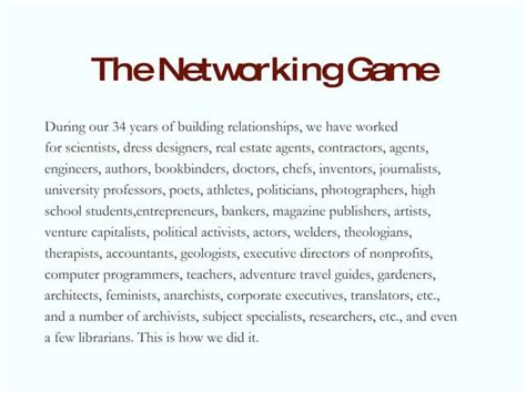 The Networking Game Ppt