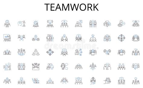 Teamwork Line Icons Collection Letters Emails Communication Pen