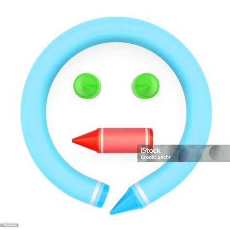 컬러 왁 스 크레용 얼굴 이모티콘 이모티콘 흰색 바탕에 조립 3d 렌더링 이미지 0명에 대한 스톡 사진 및 기타 이미지 0명