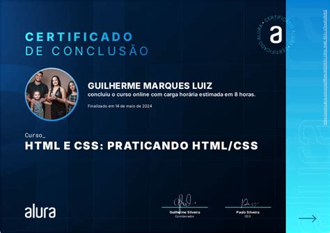 guilherme marques luiz curso html e css praticando html css alura