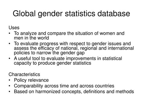 PPT ESA STAT AC 187 6 Global Database Of Statistics And Indicators On Gender PowerPoint
