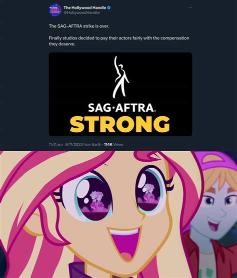 Sunset Shimmer Reacts To Sag Aftra Strike Ended By Geononnyjenny On