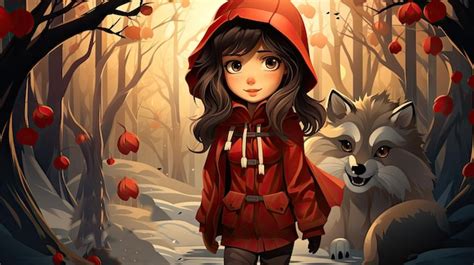 Premium Ai Image Illustration Of Cartoon Red Riding Hood On The