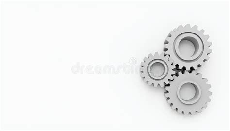 Three Interlocking Gears On A Plain White Background Symbolizing