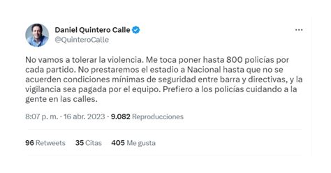 Daniel Quintero aseguró que no le prestará más el Estadio Atanasio