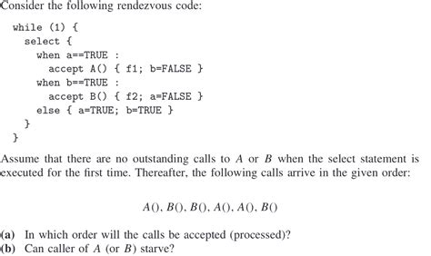 Solved Consider The Following Rendezvous Code While 1