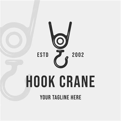 후크 크레인 로고 빈티지 벡터 일러스트 템플릿 아이콘 그래픽 디자인 산업 및 회사 개념에 대한 복고풍 건설 기호 또는 기호