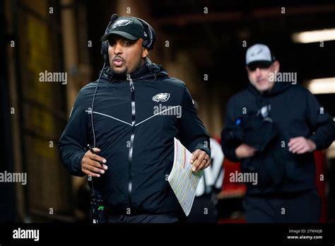 Philadelphia Eagles Offensive Coordinator Brian Johnson Jogs Onto The