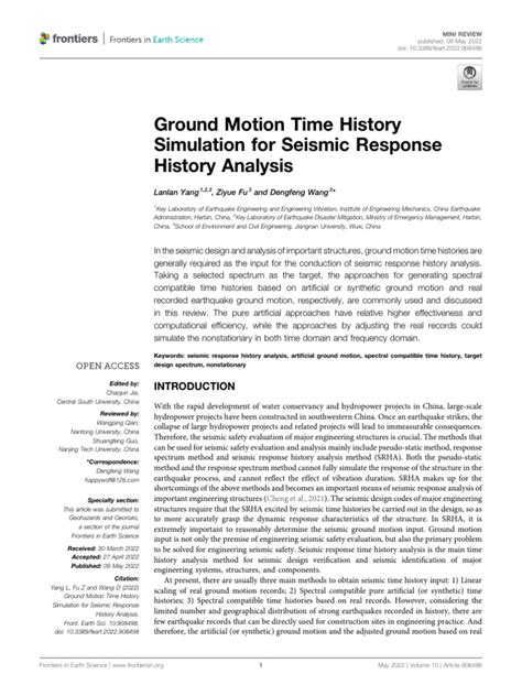 Ground Motion Time History Simulation For Seismic Pdf Spectral Density Seismology