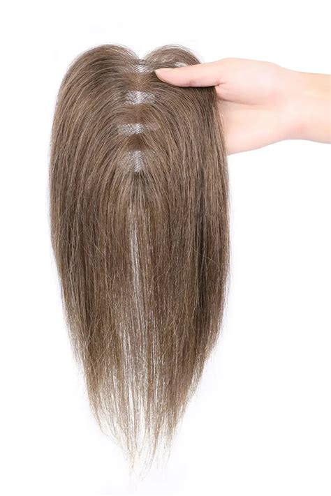 Mona Handmade Human Hair Topper Medium Ash Brown 6 Seully
