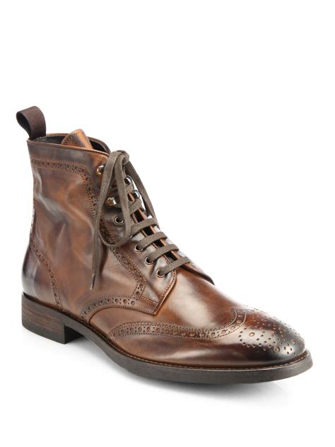 To Boot Brennan Wingtip Leather Boots In Brown For Men Cognac Lyst