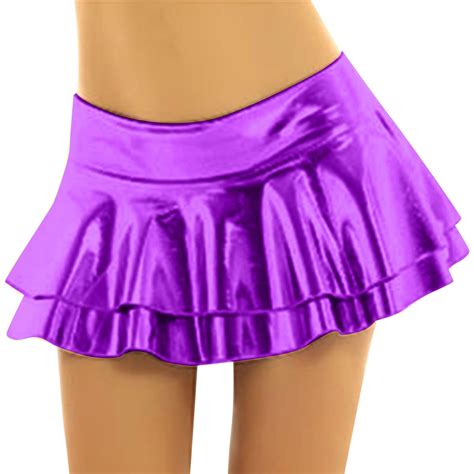 Aya Womens Irregular Skirt Sexy Short Leather Skirt A Line Pleated