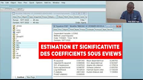 ESTIMATION ET SIGNIFICATIVITE DES COEFFICIENTS SOUS EVIEWS Prof KEHO