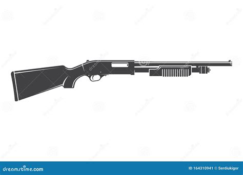 Hunting Shotgun And Bullets Carbine Rifle Flat Vector Icon