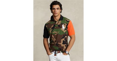 Polo Ralph Lauren Custom Slim Fit Big Pony Mesh Polo Shirt In Brown For Men Lyst