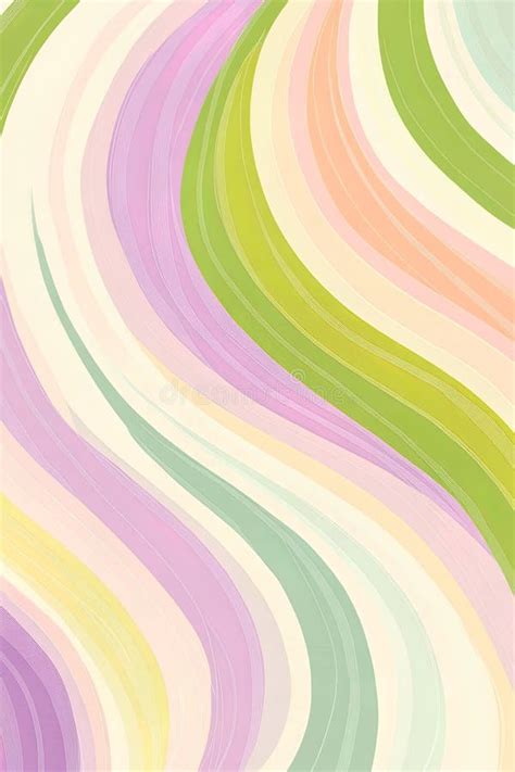 Abstract Pastel Wave Pattern With Colorful Curved Lines And Fluid Movement Stock Illustration