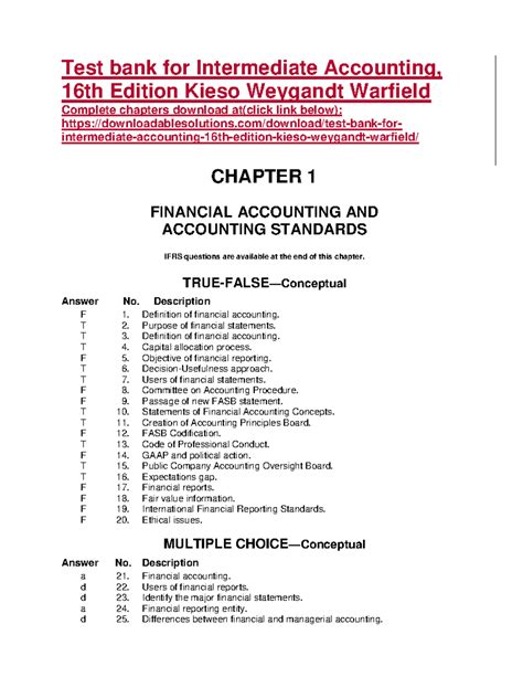 Chapter 1 Test Bank For Intermediate Accounting 2023 Edition Studocu
