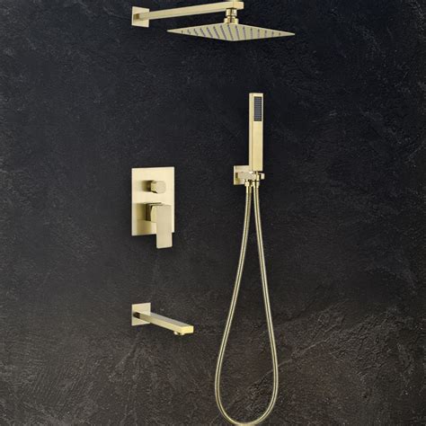 Rose Gold Rainfall Rain Thermostatic Wall Mount Concealed Brass Faucet