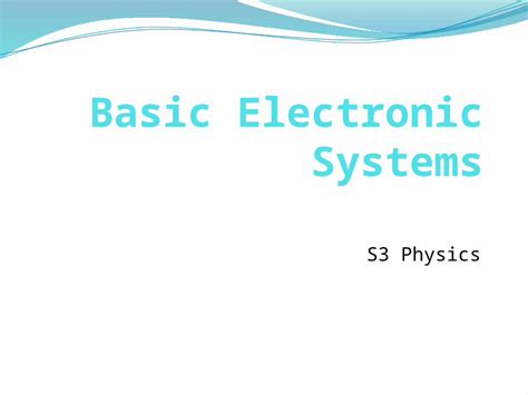Pptx S3 Physics Electronic Components Lesson 1 Learning Intentions