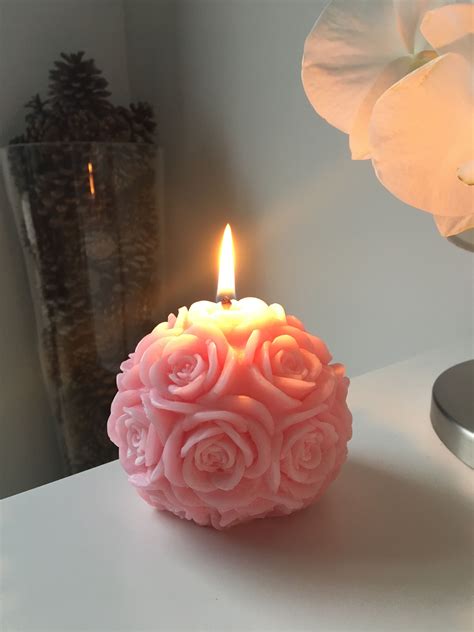 Bougie Artisanale En Forme De Fleur Rose Atelier Bougies Bougies