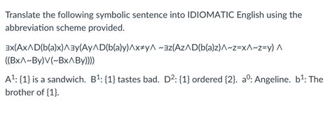 Translate The Following Symbolic Sentence Into Chegg