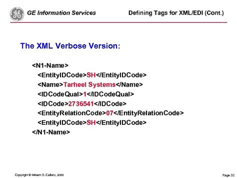 GE Information Services XML EDI XML For Dummies Bill