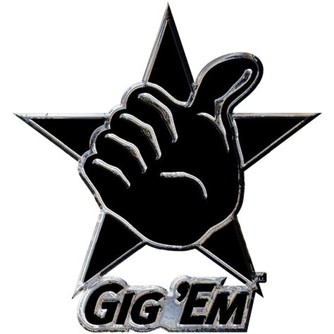 Wincraft Texas Aandm Aggies Free Form Gig Em Chrome Auto Emblem Decal