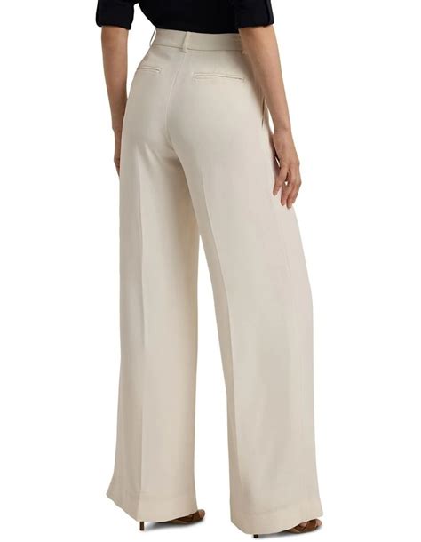 Lauren Ralph Lauren Double Faced Georgette Wide Leg Pant In Natural Myer
