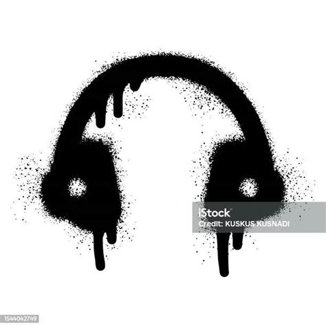 검은색 스프레이 페인트가 있는 헤드폰 아이콘 그래피티 Dj에 대한 스톡 벡터 아트 및 기타 이미지 Dj 개인 장식품 거리