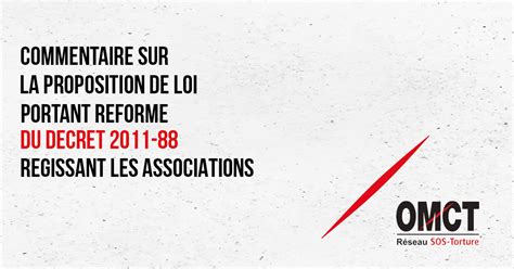 Commentaire Sur La Proposition De Loi Portant Réforme Du Décret 2011 88