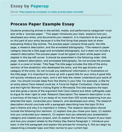 Process Paper Example Free Essay Example