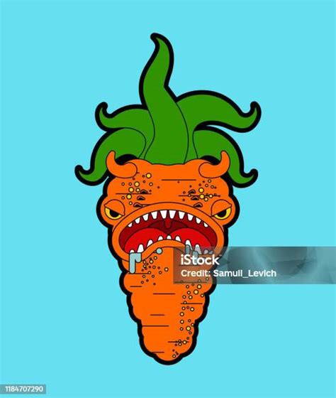 당근 괴물 Gmo 치아화가 오렌지 야채 배고픈 외국인 음식 벡터 일러스트 당근에 대한 스톡 벡터 아트 및 기타 이미지 당근