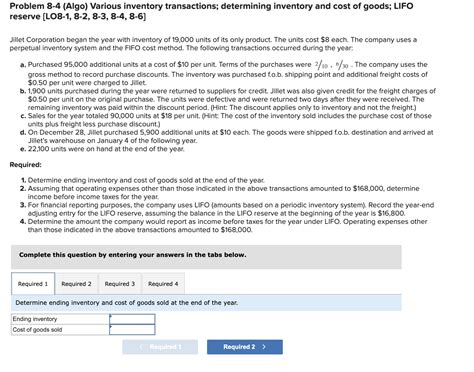 Solved Problem 8 4 Algo Various Inventory Transactions