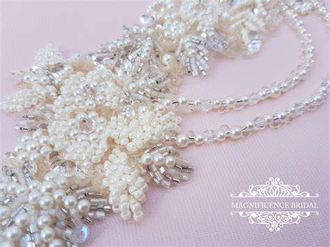 Pearl Straps Shoulder Applique Beaded Applique Shoulder Beading