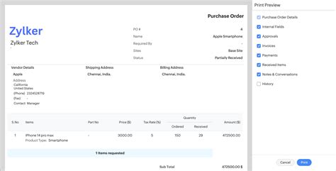 Print Purchase Orders