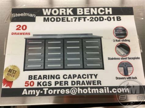STEELMAN 7FT 20D 01B 20 DRAWER WORK BENCH TOOL CHEST Jeff Martin Auctioneers Inc